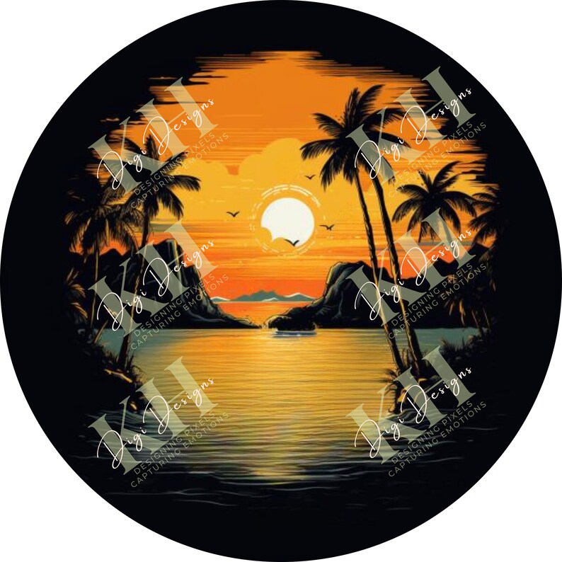 Beach Sunset Clipart Bundle, Five Digital PNG Images in High Resolution ...