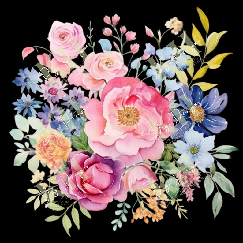 Watercolor Floral Bouquets Clipart Bundle of 5 High Resolution ...