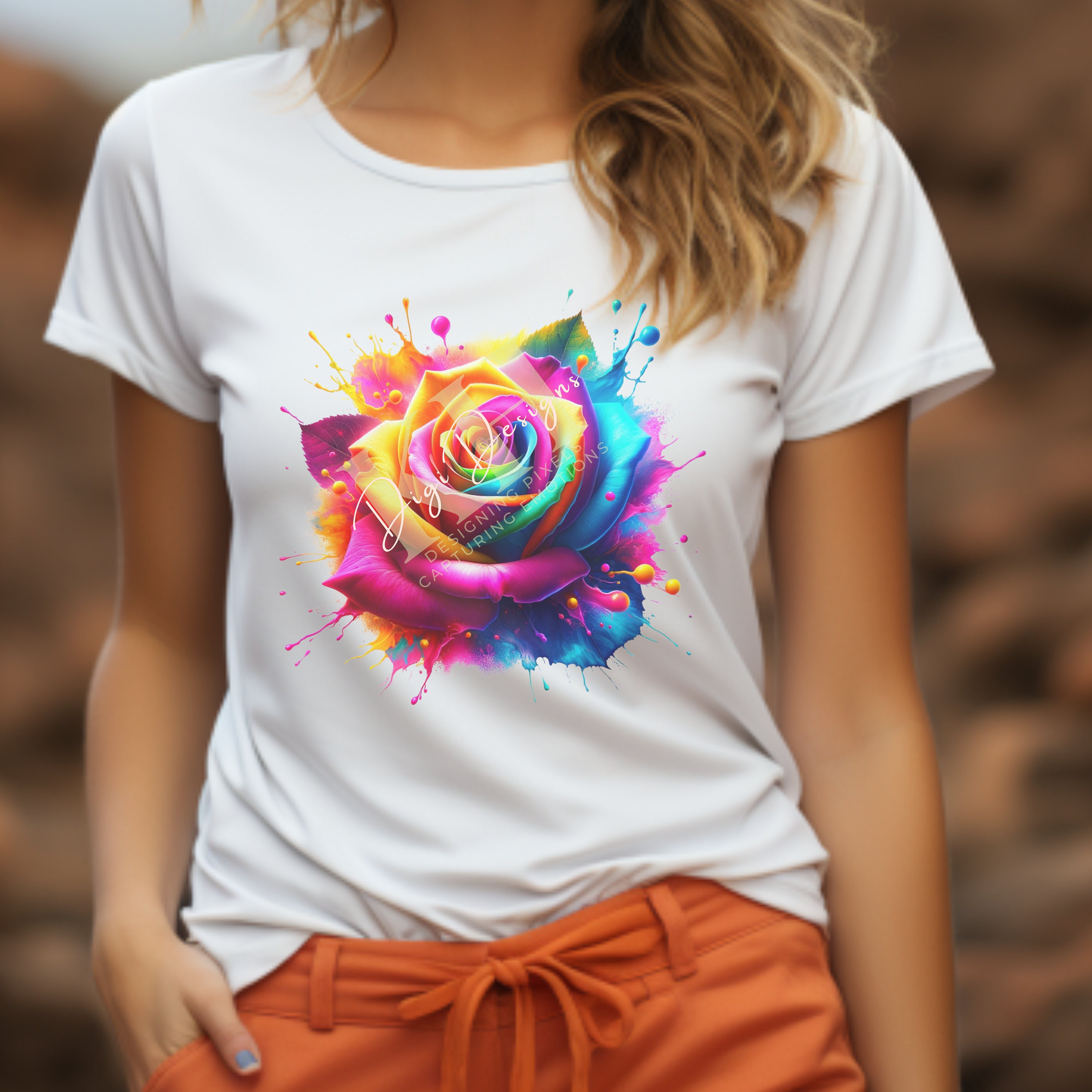 Vibrant Rose Paint Splash Clipart Bundle, Five Digital PNG Images in ...