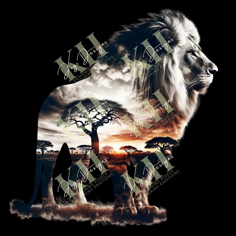 Safari Lion Clipart Bundle, Five Digital PNG Images in High Resolution ...