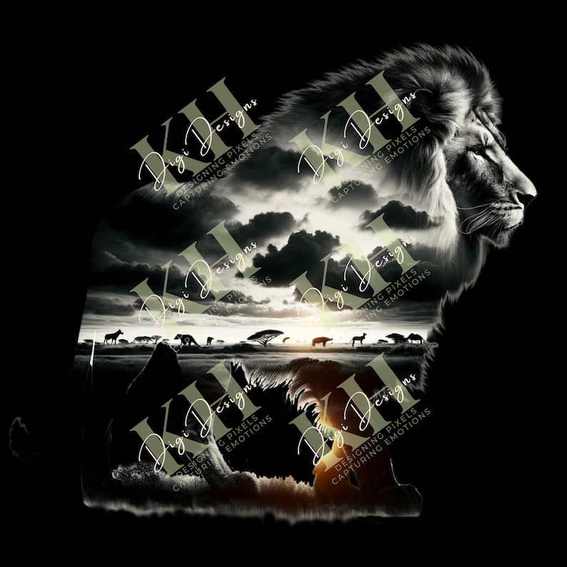 Safari Lion Clipart Bundle, Five Digital PNG Images in High Resolution ...