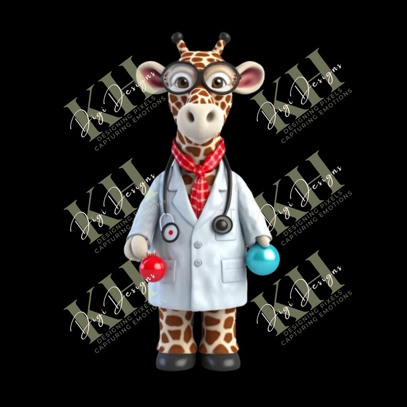 Giraffe Doctor Funny Clipart Bundle, High Resolution Digital PNG Images ...