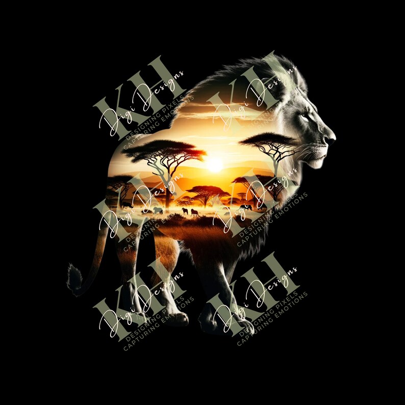 Safari Lion Clipart Bundle, Five Digital PNG Images in High Resolution ...