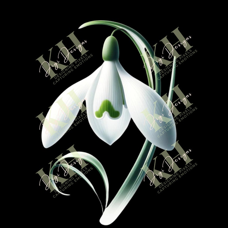 Snowdrop Birth Flower Clipart Bundle of Five Digital PNG Images in High ...