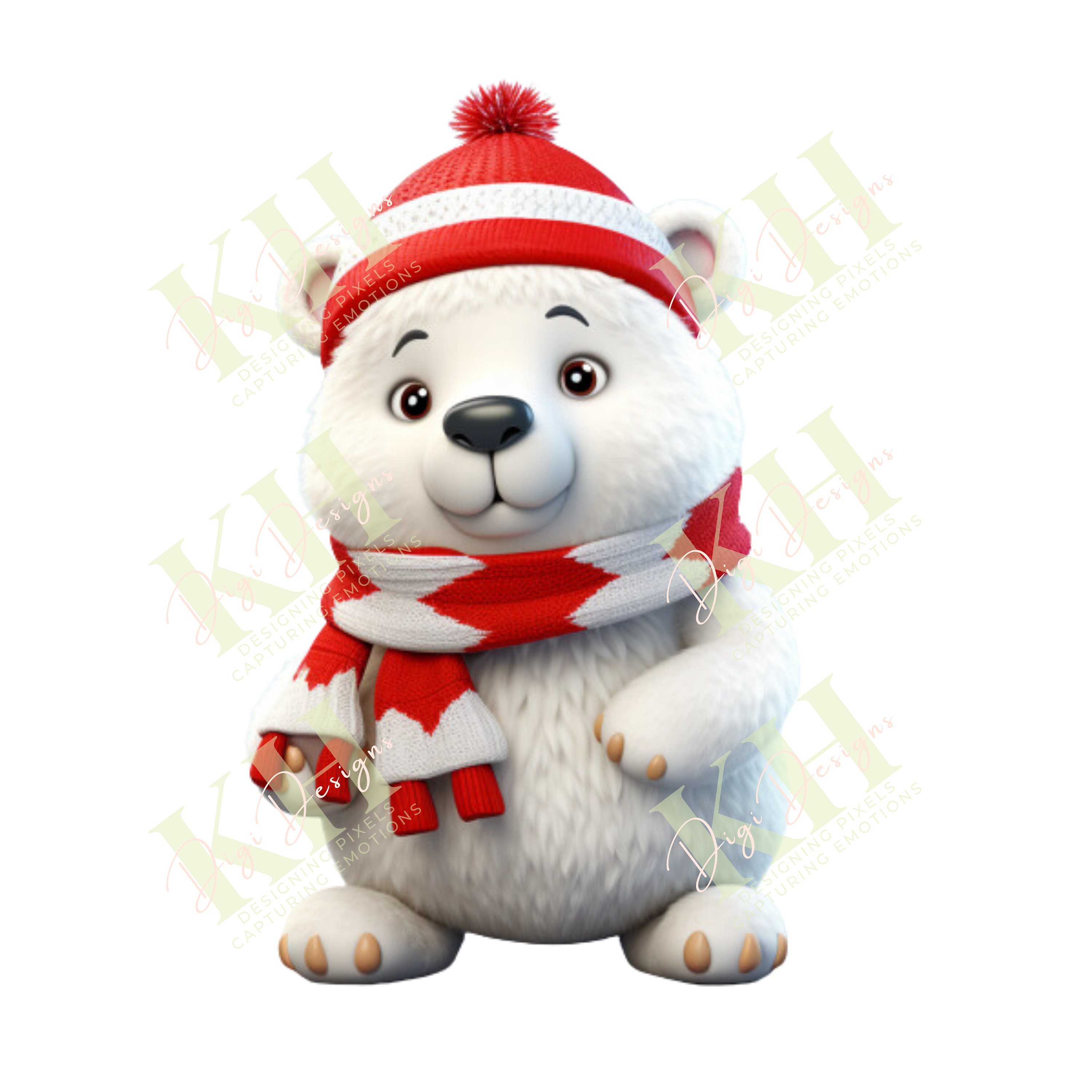 Polar Bear Christmas Clipart Bundle Transparent, 400 DPI, Instant ...
