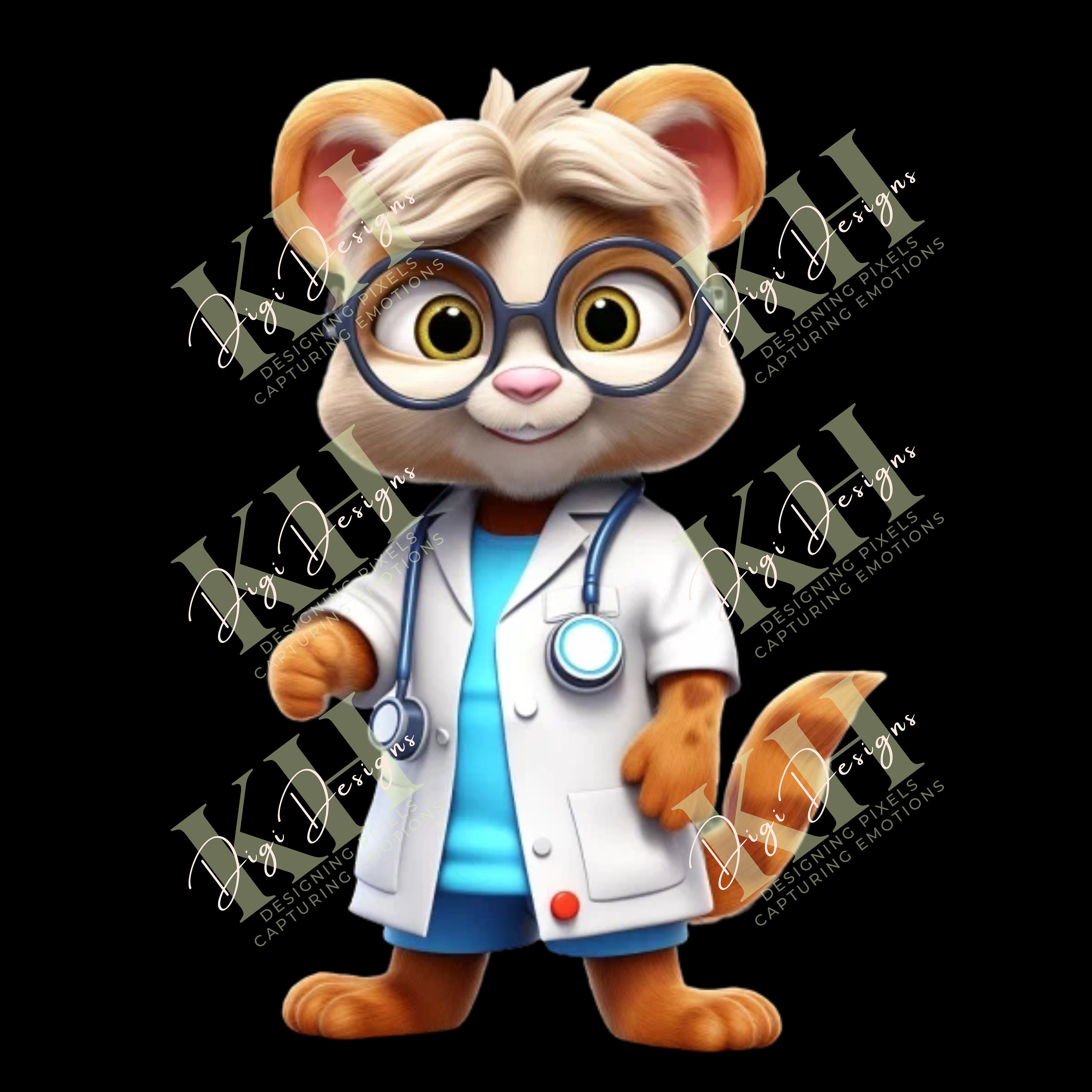 Animated Baby Animal Doctor Clipart Bundle of 5 High Resolution Digital ...