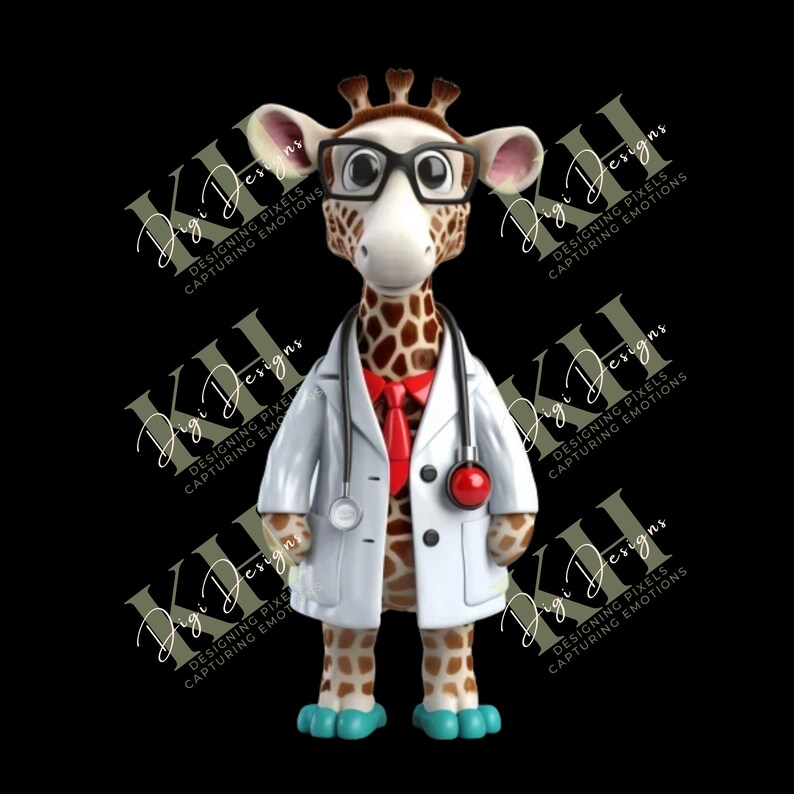 Giraffe Doctor Funny Clipart Bundle, High Resolution Digital PNG Images ...