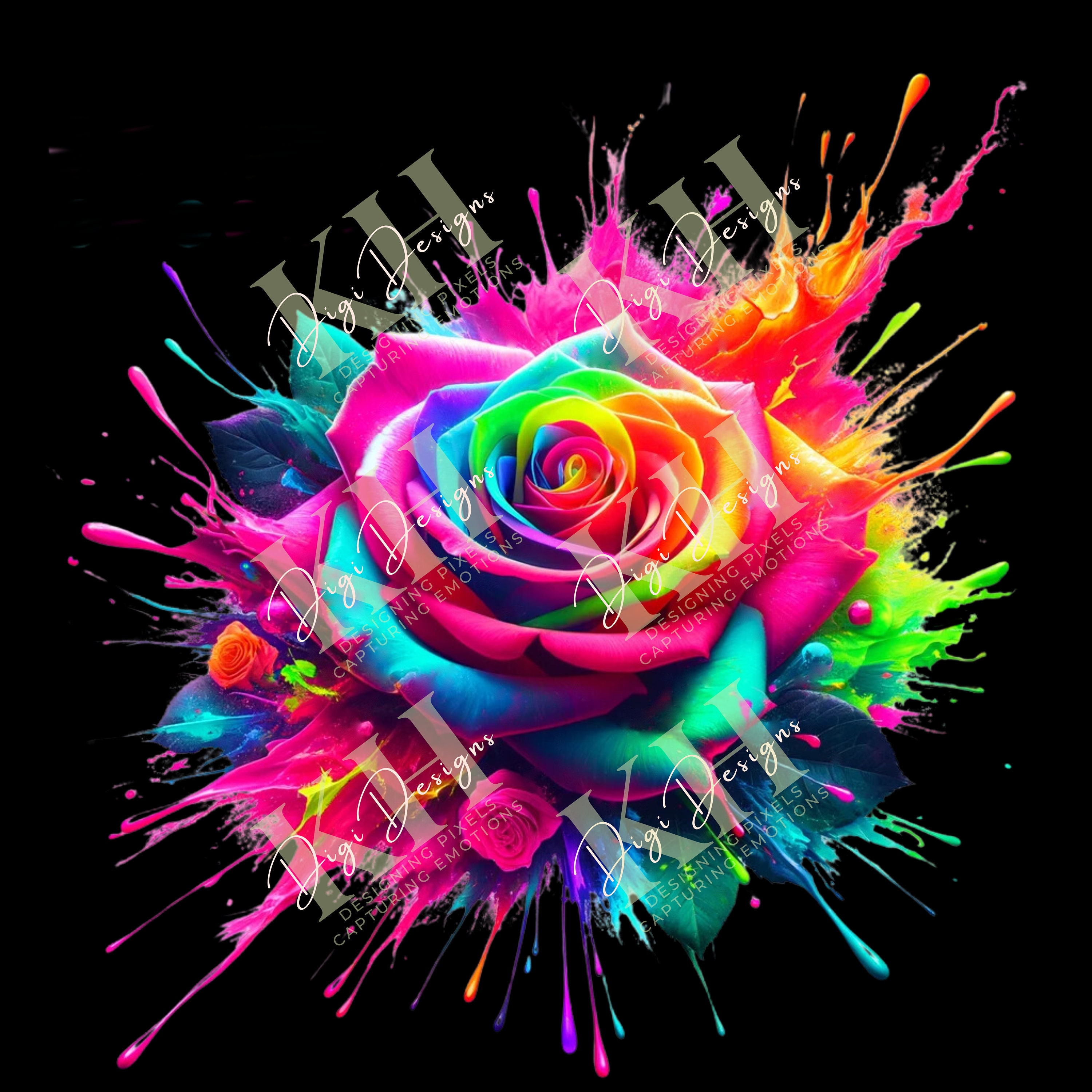 Vibrant Rose Paint Splash Clipart Bundle, Five Digital PNG Images in ...