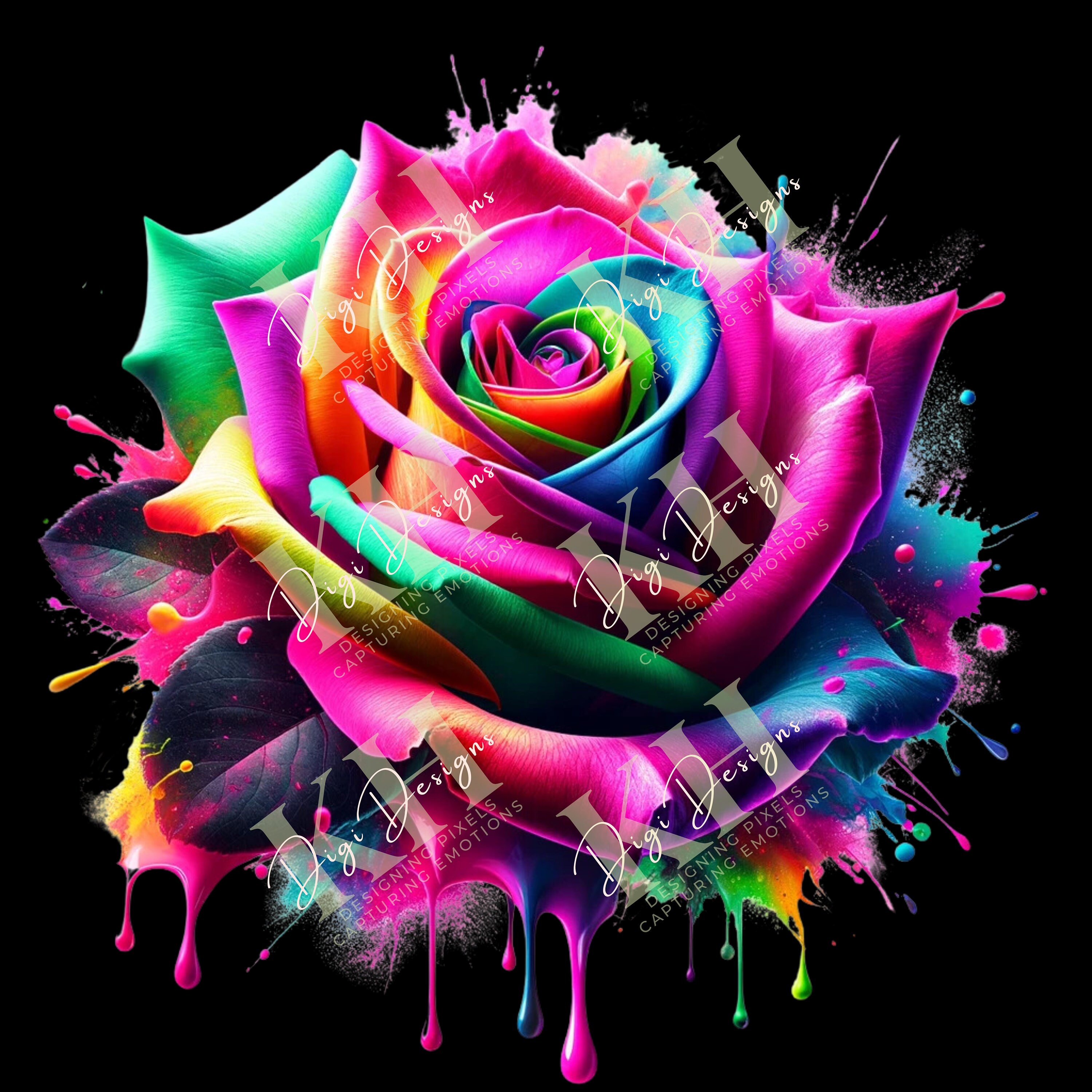 Vibrant Rose Paint Splash Clipart Bundle, Five Digital PNG Images in ...