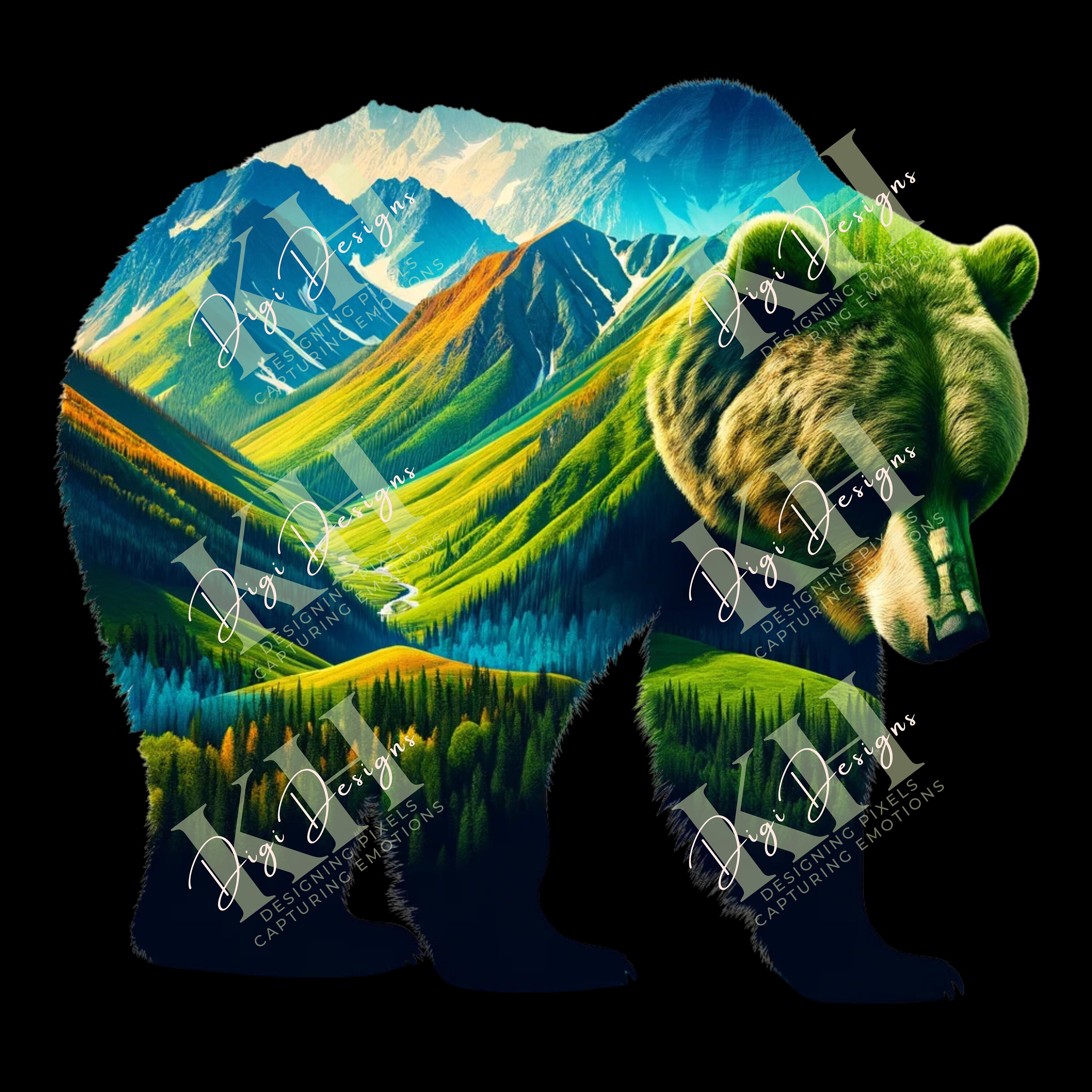 Brown Bear and Forest Clipart Bundle of 5 Digital PNG Images in High ...