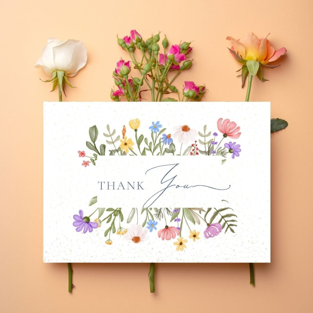 Beautiful Printable Wildflowers Thank You Card Set,thanks Card, Small ...