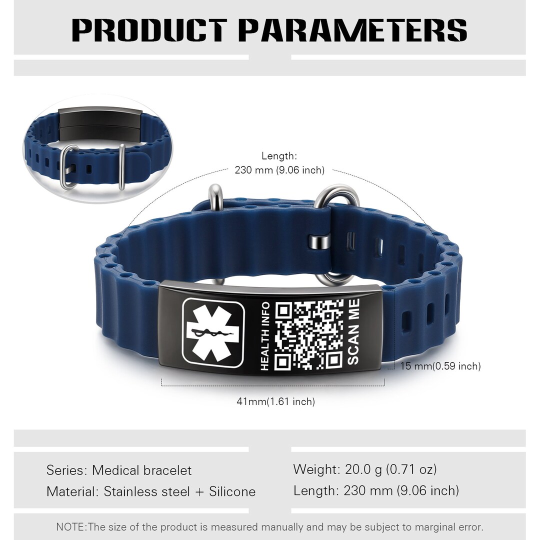 QR Code Sports Medical ID Alert Bracelets Emergency ID - Etsy