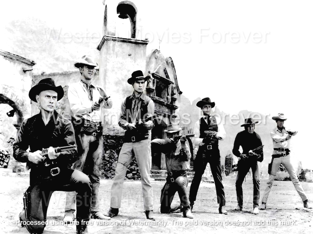 Magnificent Seven Cowboy Shoot Out Gunfight Movie Scene Steve Mcqueen ...