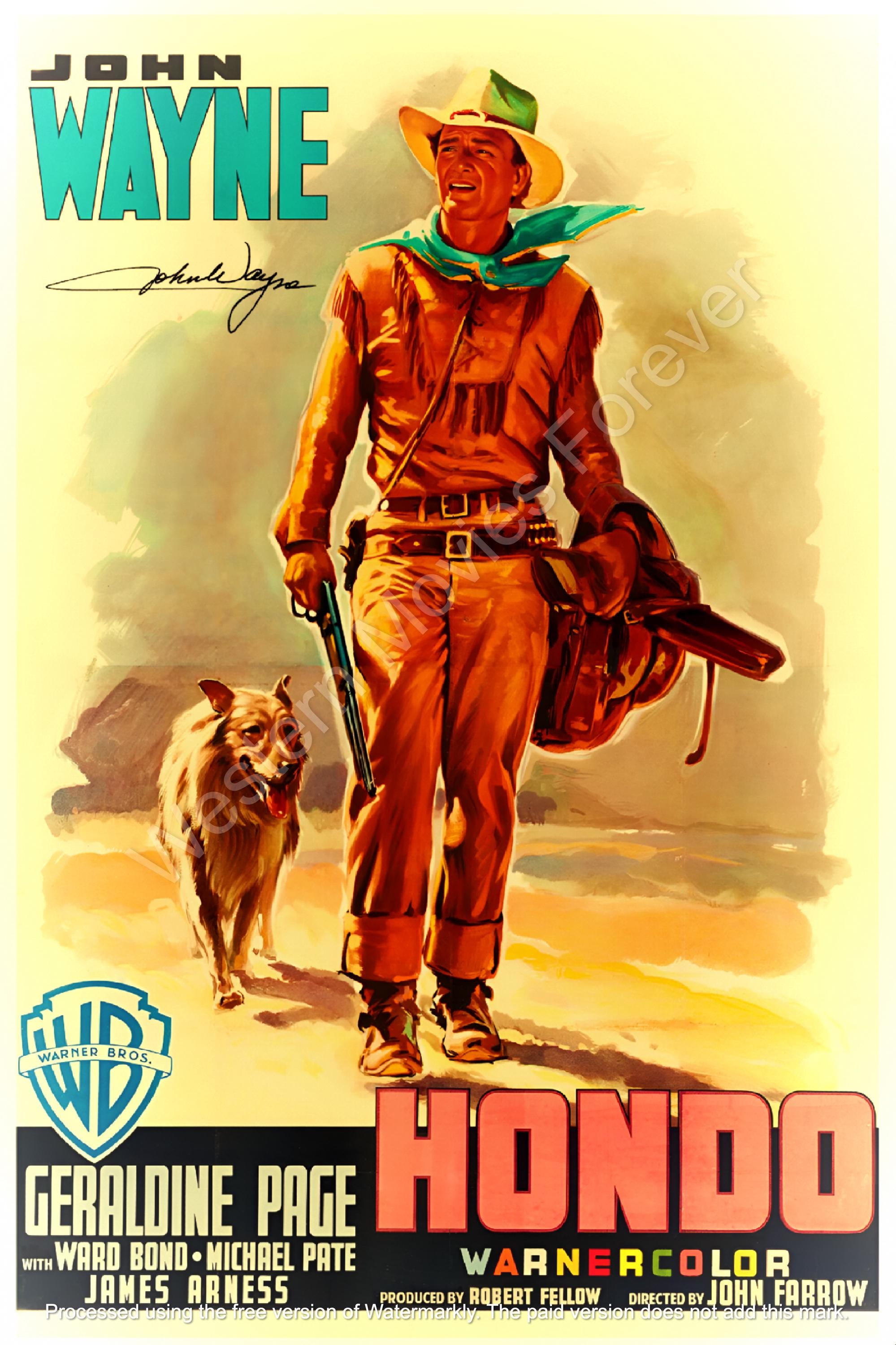 John Wayne Cowboy Western Movie Poster Hondo Rare Autograph Signed ...