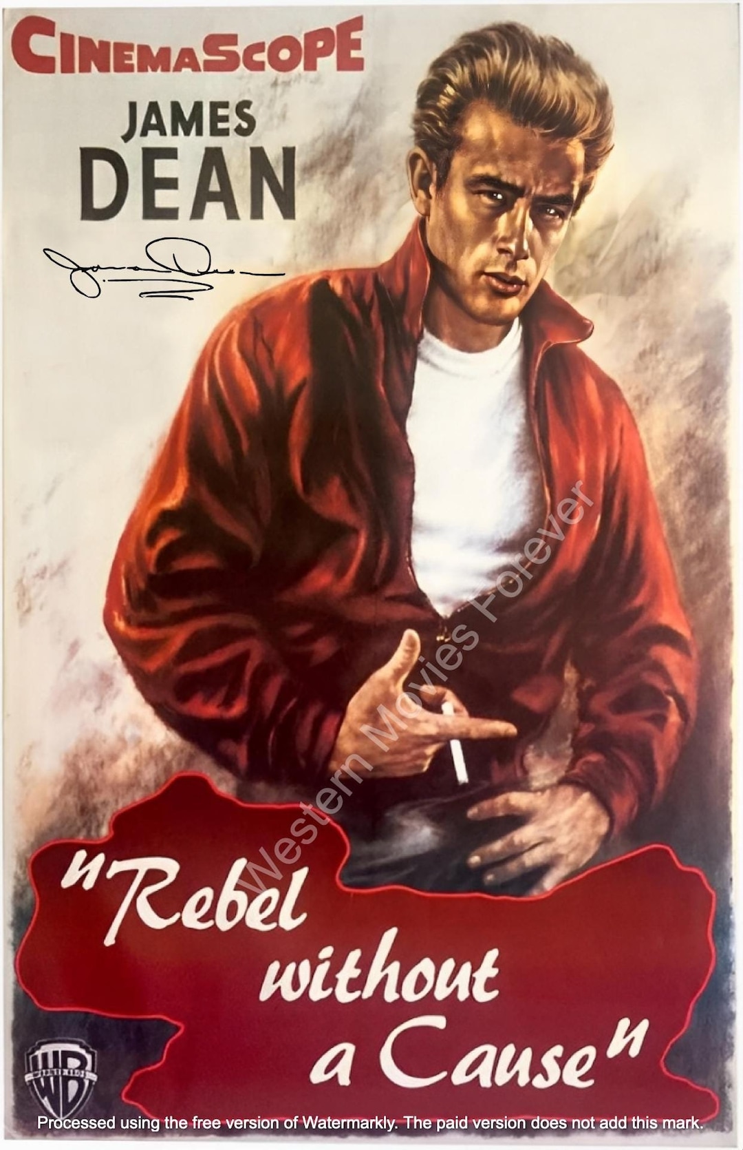 James Dean Rebel Without a Cause Movie Poster Signed Autograph Retro ...
