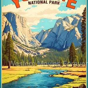 Yosemite National Park Vintage Travel Poster California Wall Art USA ...