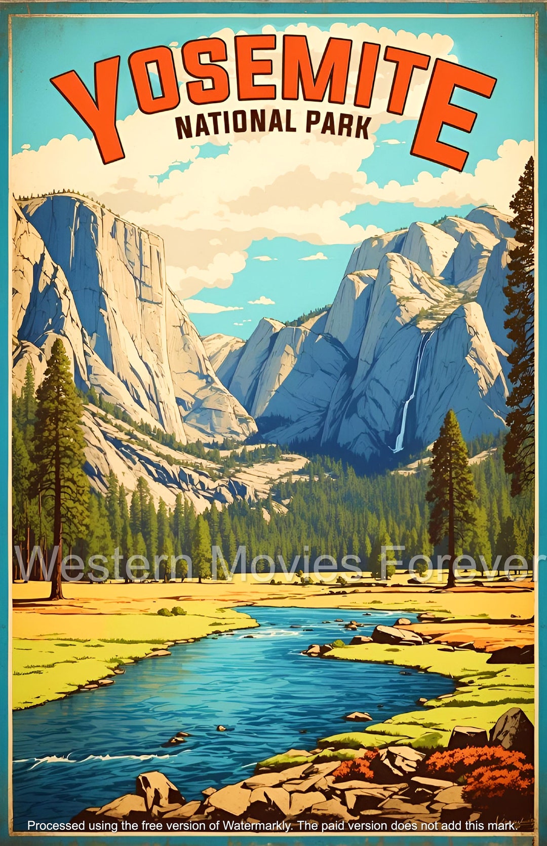 Yosemite National Park Vintage Travel Poster California Wall Art USA ...
