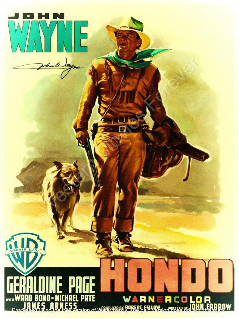 John Wayne Cowboy Western Movie Poster Hondo Rare Autograph Signed ...