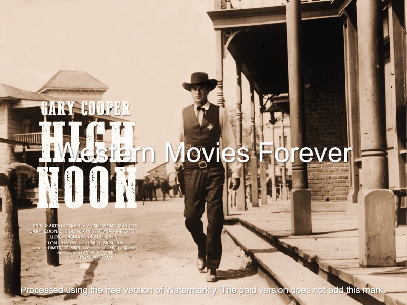 Western Movie High Noon Gary Cooper Poster Wall Art Vintage Signed ...
