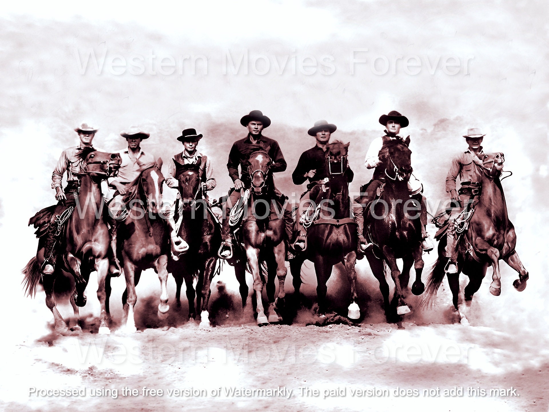 Cowboys on Horseback Stunning Magnificent Seven Western Movie Wall Art ...