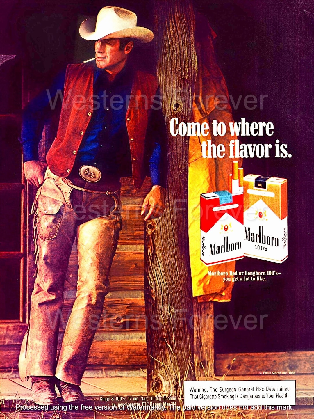 Cowboy Smoking a Cigarette Rare Marlboro Vintage Digital Download ...