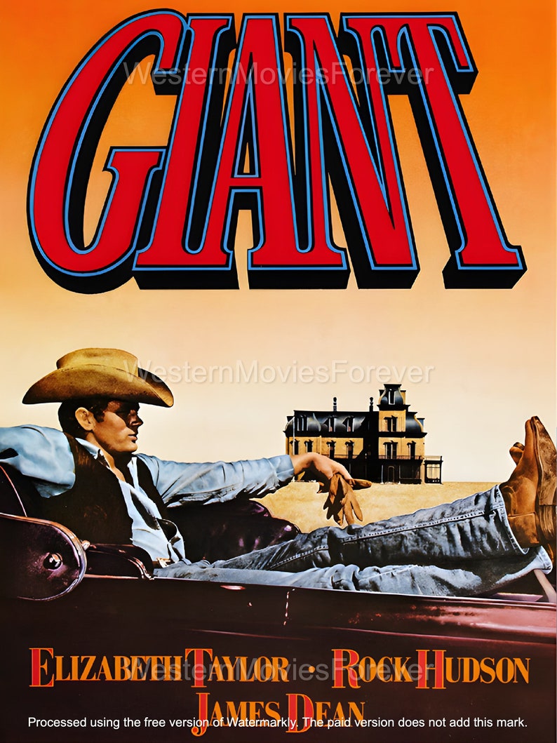 James Dean Cowboy Hat Movie Poster Giant Wall Art Iconic Hollywood ...