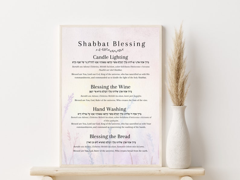 Printable Shabbat Blessing, Friday Night Jewish Prayer, Blessing for ...