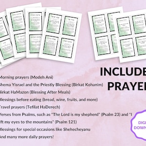 Daily Jewish Prayer Cards, Hebrew With Nikkud, English and Hebrew ...