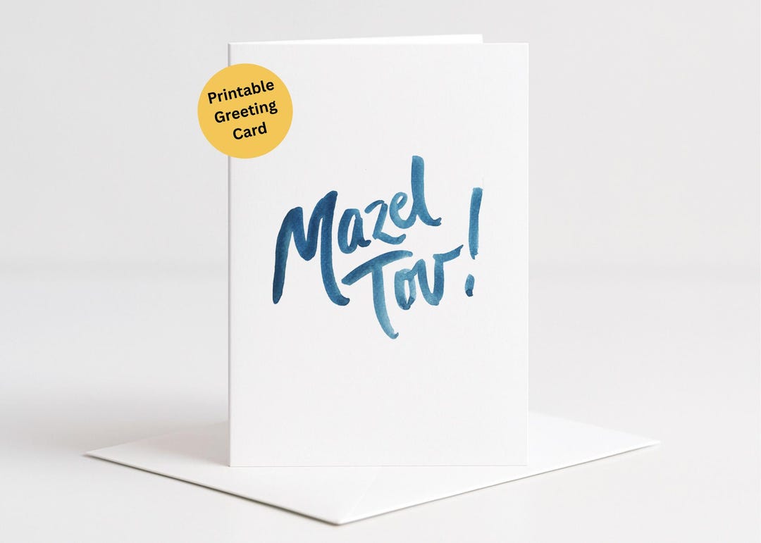 Printable “mazel Tov” Card – Jewish Congratulations Card | Modern ...