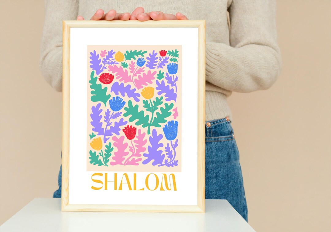 Shalom in Hebrew Script/cursive Printable Poster, Jewish Home Décor ...