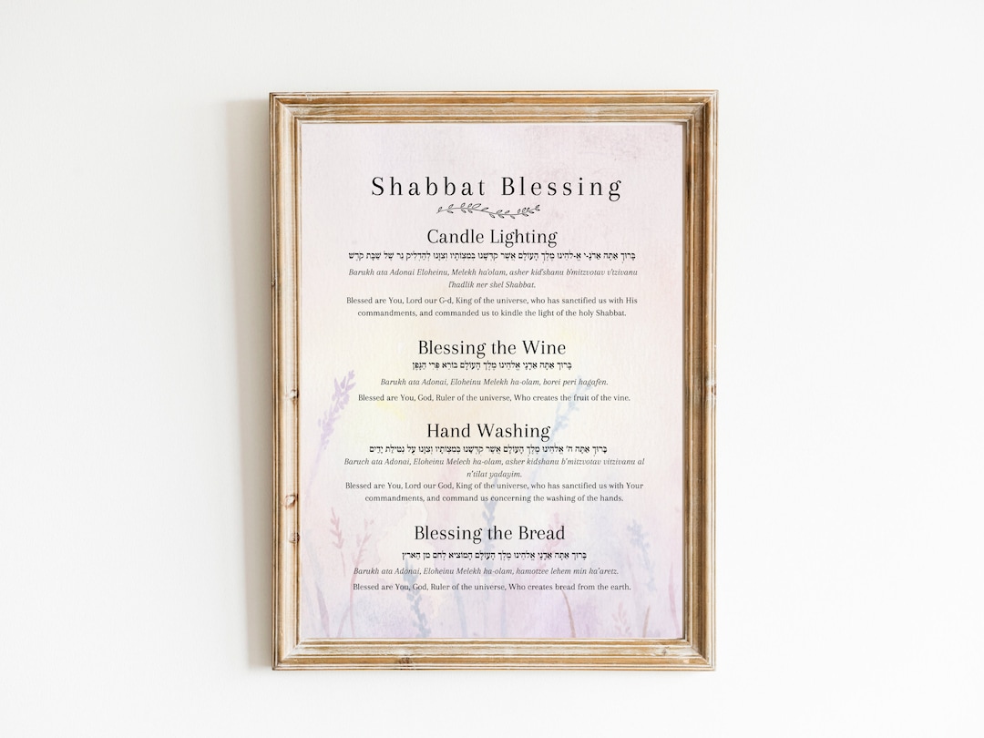 Printable Shabbat Blessing, Friday Night Jewish Prayer, Blessing for ...