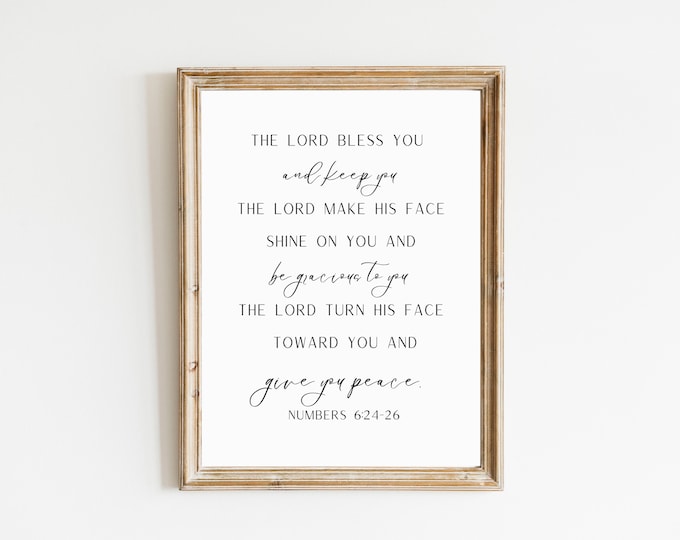 Priestly Blessing in Hebrew, Numbers 6:24-26, Bible Verse Wall Art ...