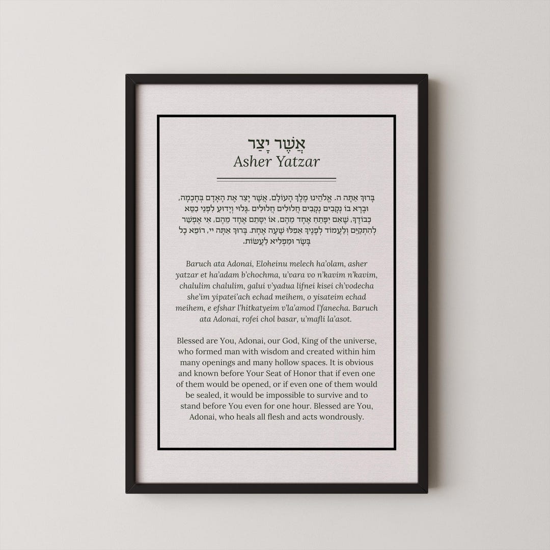 Asher Yatzar, אשר יצר, Bathroom Prayer, Printable Modern Hebrew Prayer ...