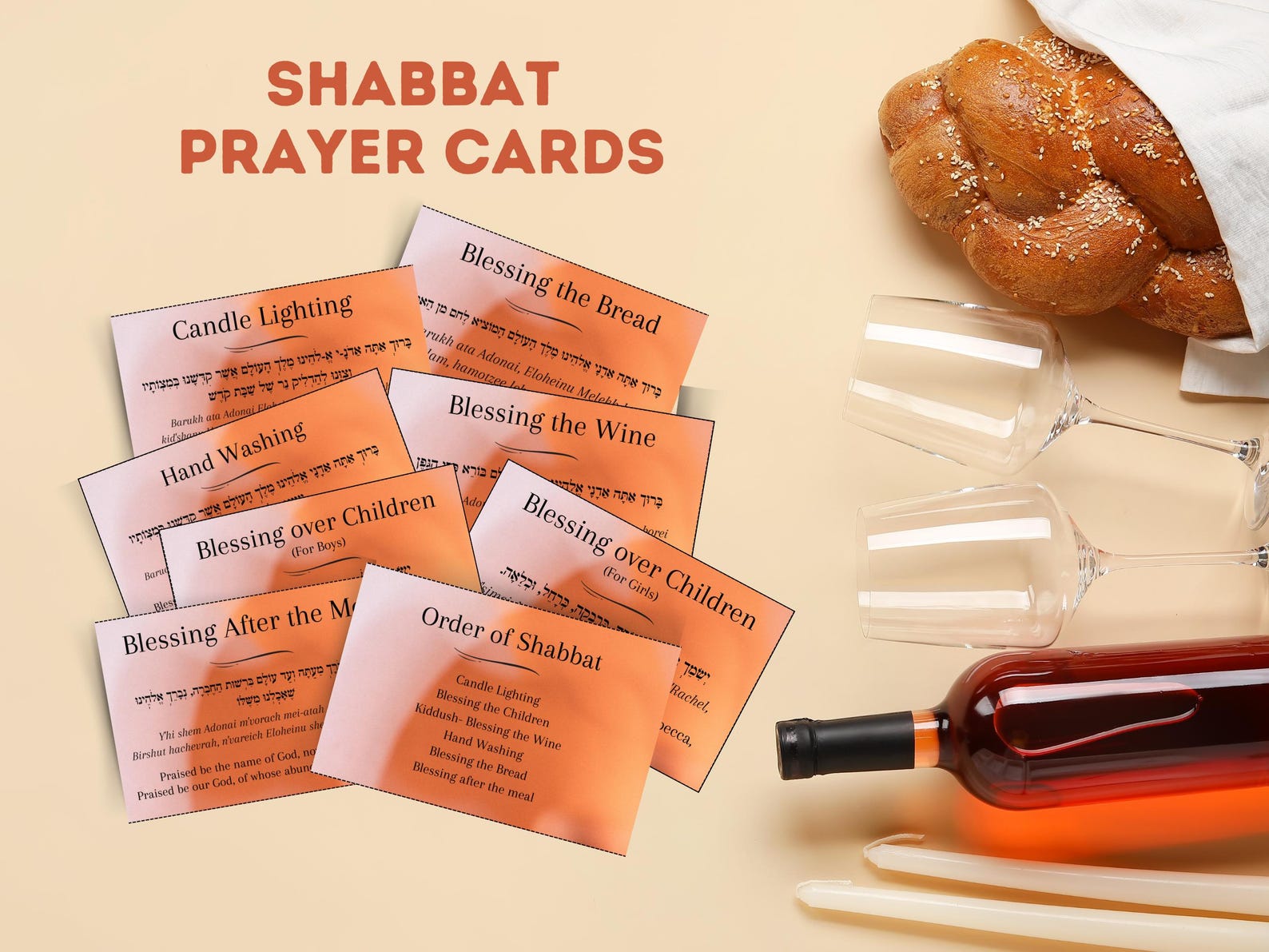 Printable Shabbat Prayer Cards, Friday Night Jewish Prayer Guide ...