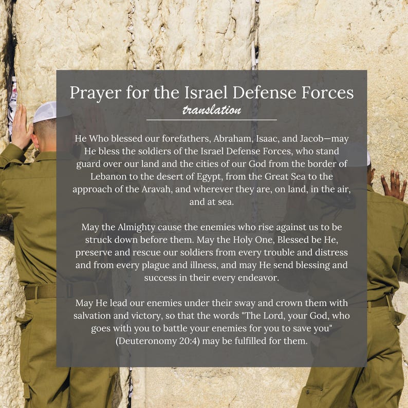 Prayer for the IDF + Map of Israel | Printable Jewish Prayer for ...
