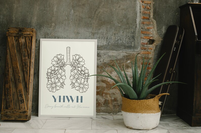 YHWH Floral Lungs Printable Art, Yeshua, Messianic, Hebrew, Every ...