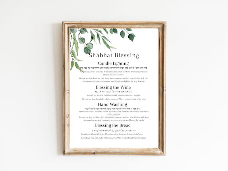 Printable Shabbat Blessing, Friday Night Jewish Prayer, Blessing for ...