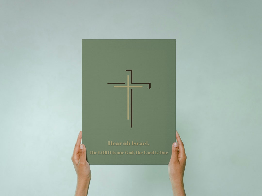 Hear Oh Israel + Cross Printable Wall Art - Modern Shema Israel Prayer ...