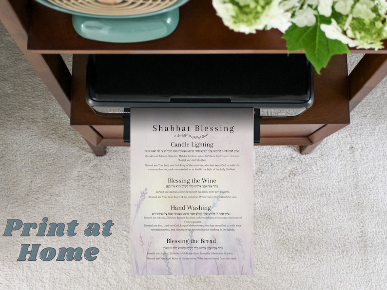 Printable Shabbat Blessing, Friday Night Jewish Prayer, Blessing for ...