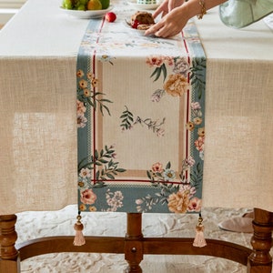 Farmhouse Style Table Runner Flower Table Runners TV Cabinet Dining ...