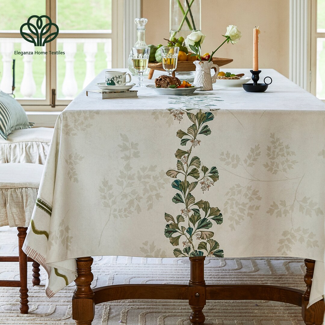 Ginkgo Waterproof Tablecloth Spring Summer Green Table Cloth ...