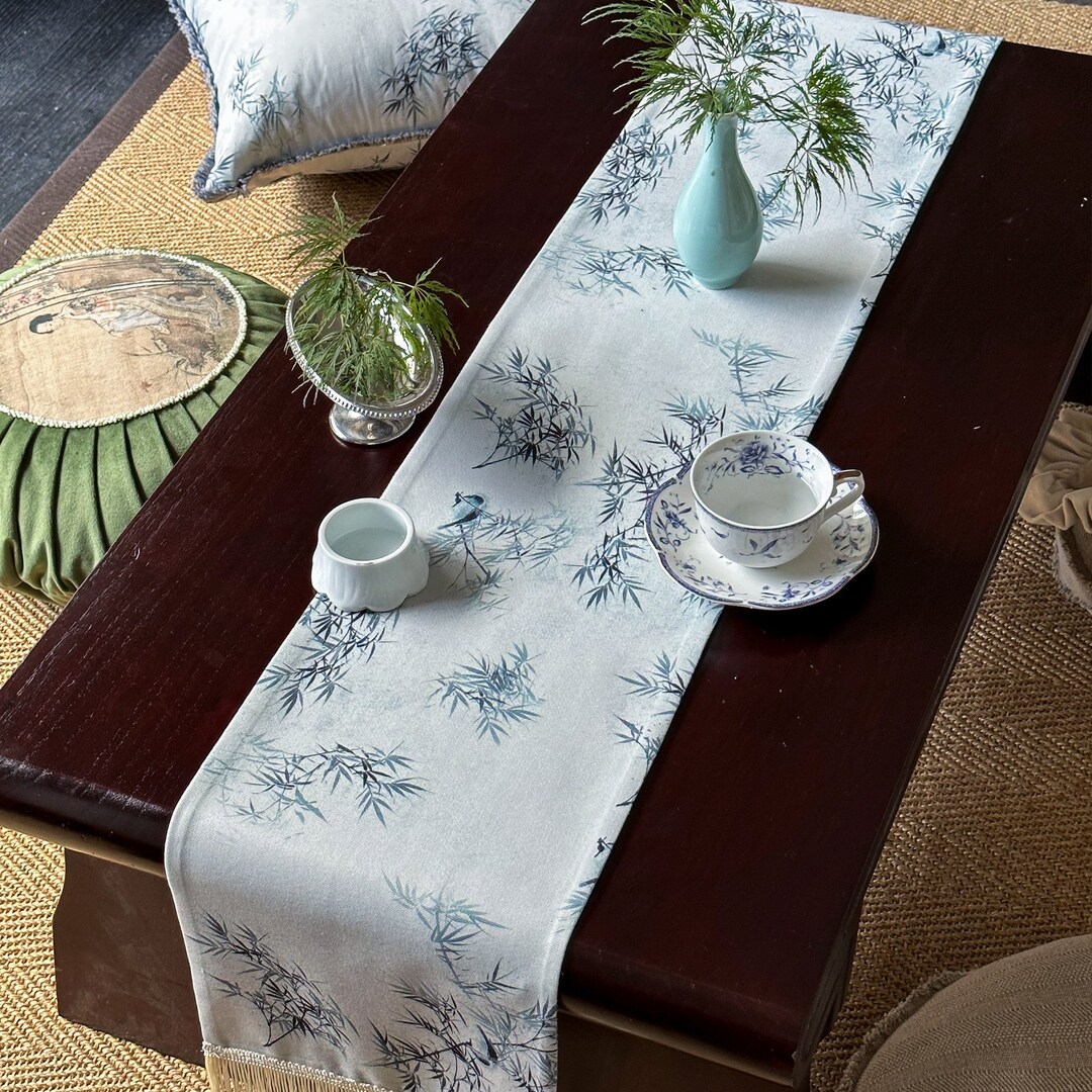 Bamboo Pattern Table Runner Soft Kitchen Table Centerpiece Table Decor ...