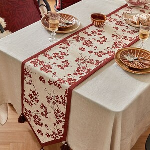 Art Print Red Floral Table Runner Retro Handmade Holiday Kitchen Dining ...