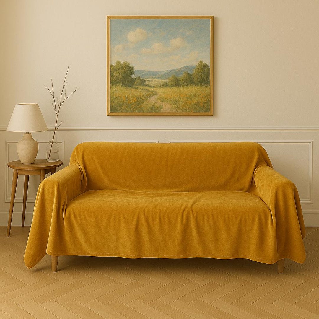 Handmade Golden Velvet Sofa Cover, Minimalist Style, Custom Size - Etsy