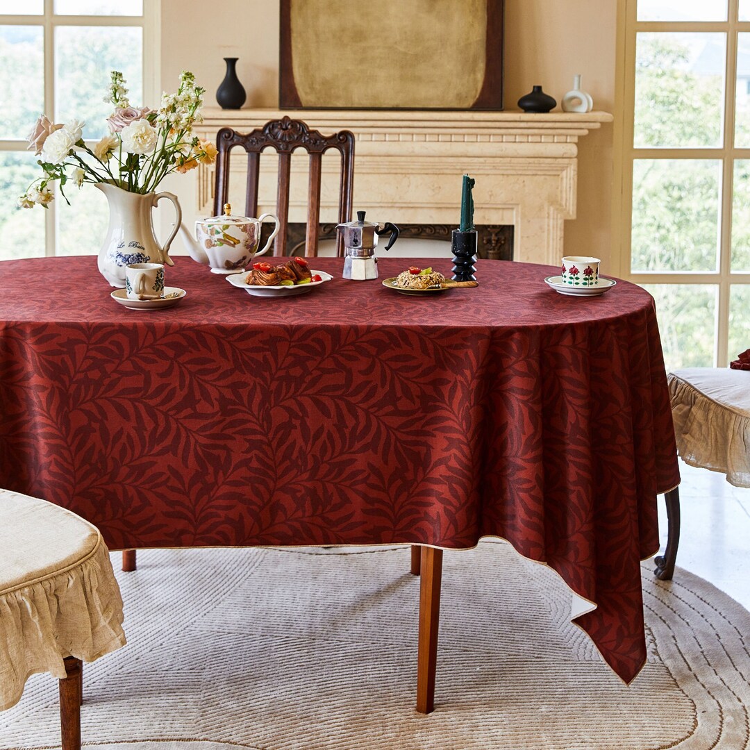 Red Tablecloth Retro Garden Table Cloth French Style Velvet Table Cover ...
