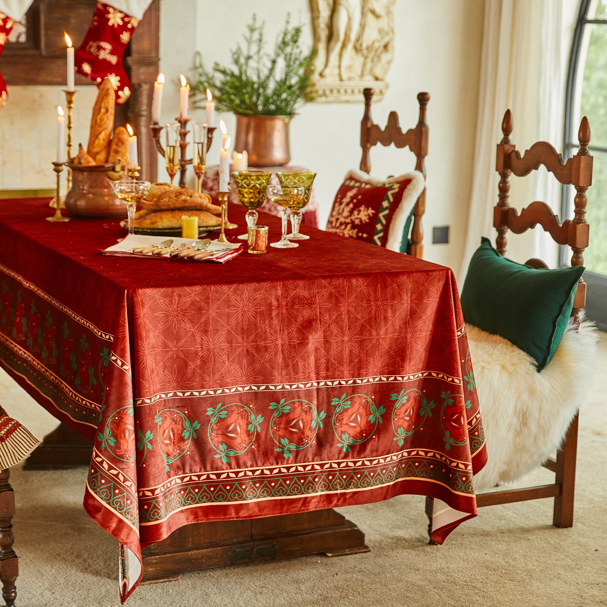 Christmas Tablecloth Red Velvet Table Cloth Rectangular Square Table Cover for Living Room Party Custom Handmade Etsy UK