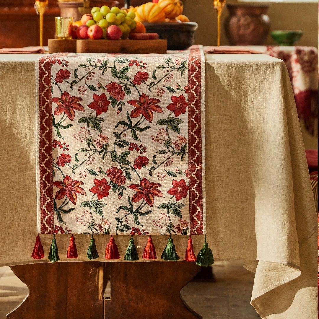 Floral Table Runner French Style Elegant Table Runner Table Decor ...