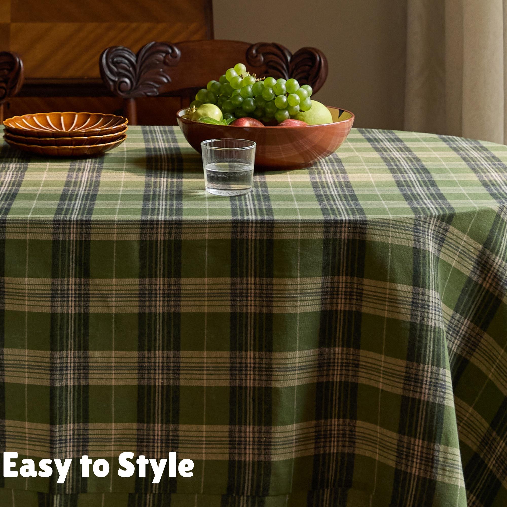 Green Plaid Tablecloth, Yarn Dyed Woven Tablecloth, Farmhouse Dining ...