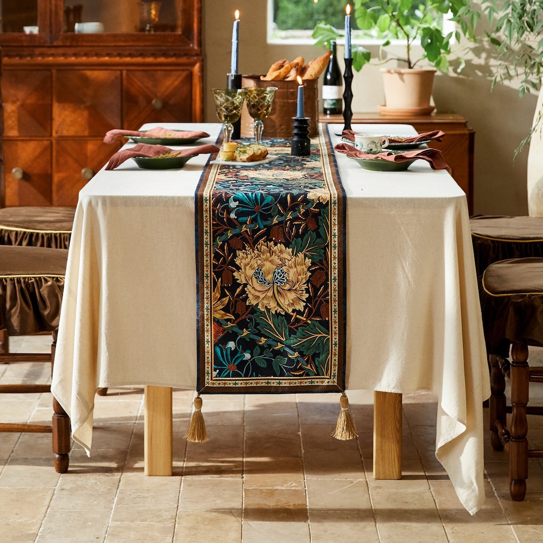 William Morris Chenille Table Runner Retro French Style Table Runner ...