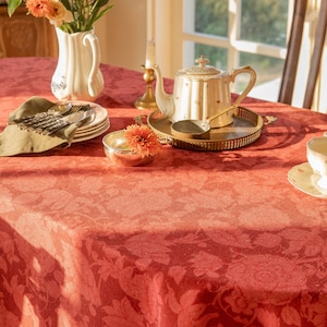 Red Tablecloth French Style Velvet Table Cloth Retro Table Cover Floral ...